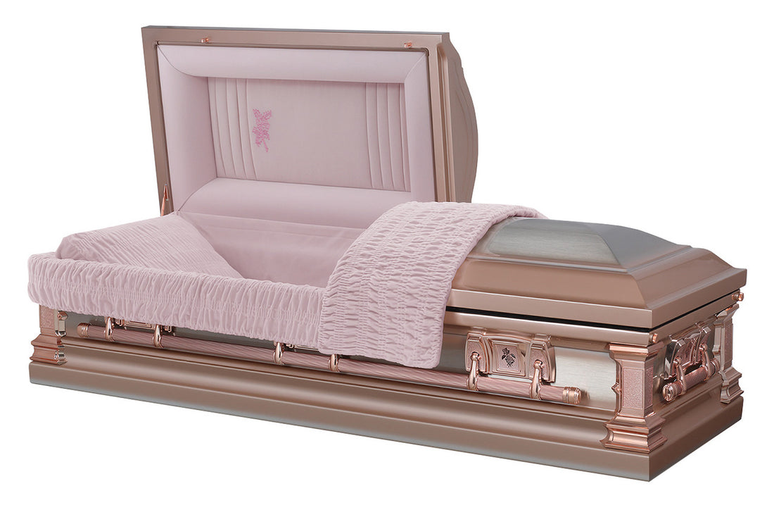 Montebello Rose Stainless Steel Casket with Pink Velvet Interior ...