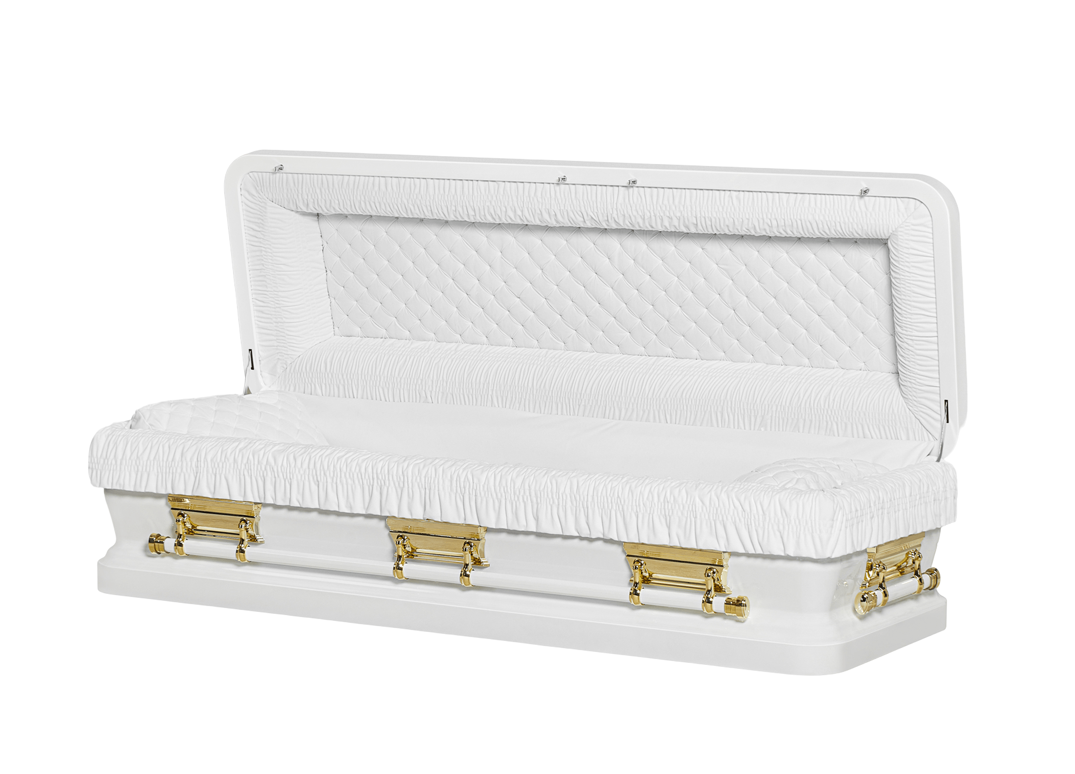 Solara Pearl White & Gold Casket with White Velvet Interior | Trusted ...