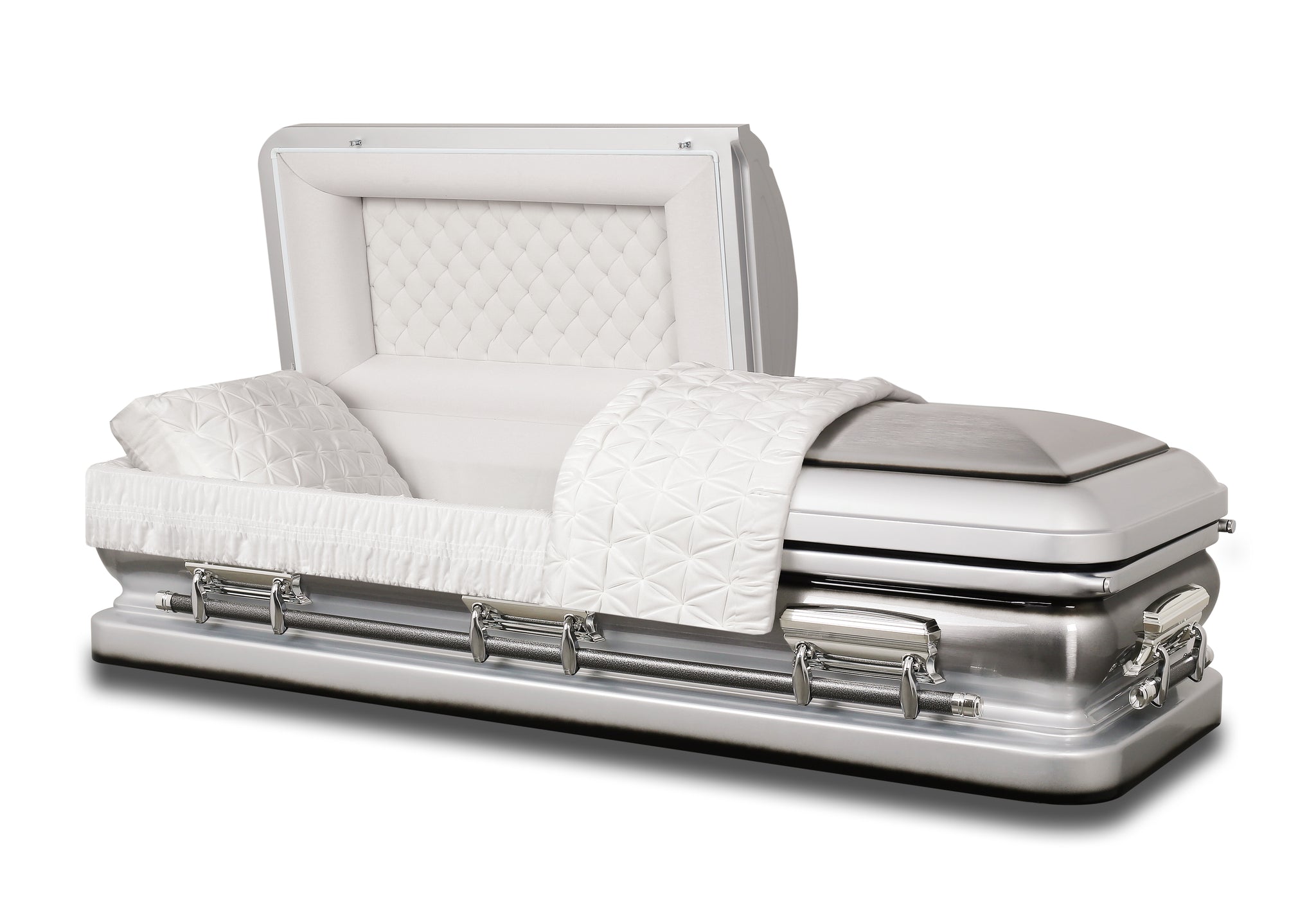 Camelot Silver Casket with White Interior | Trusted Caskets