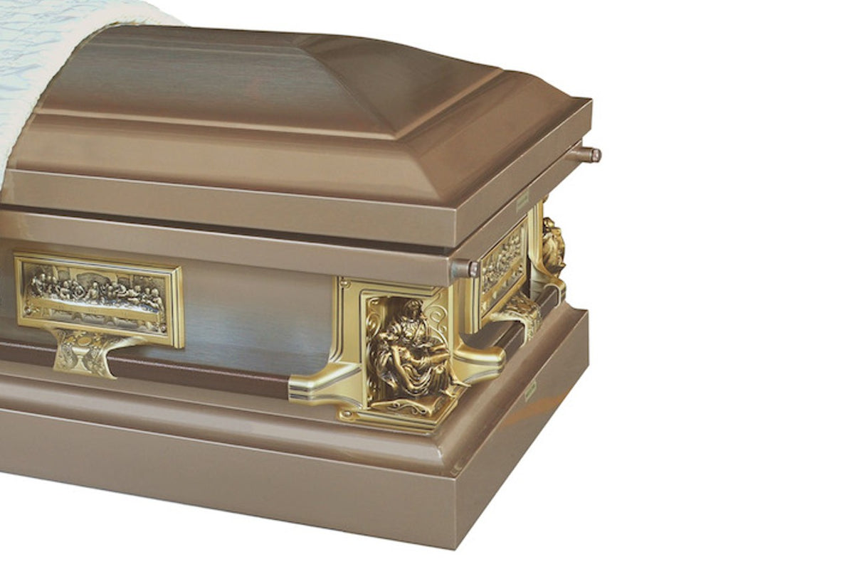 Casket Michelangelo Copper - Brushed Steel with Ivory Interior ...