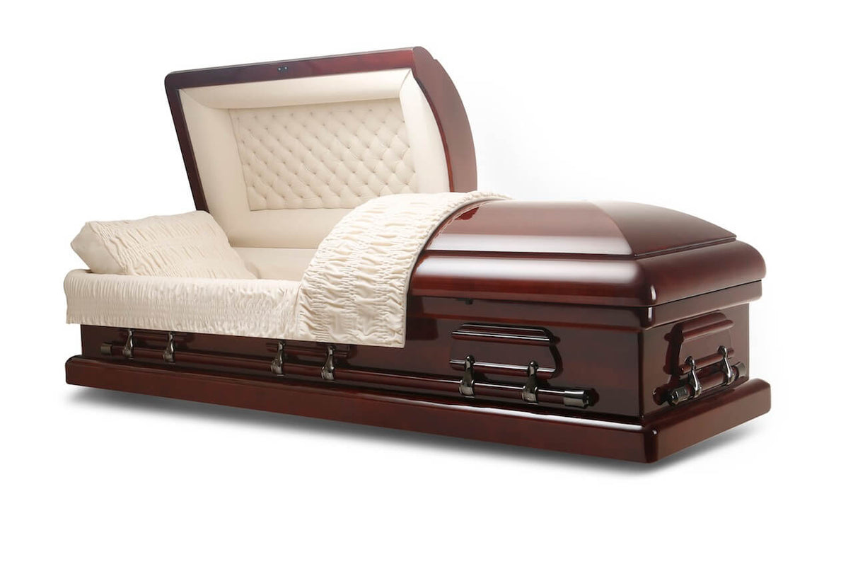 Magistrate Solid Mahogany Wood Casket with Beige Velvet Interior ...