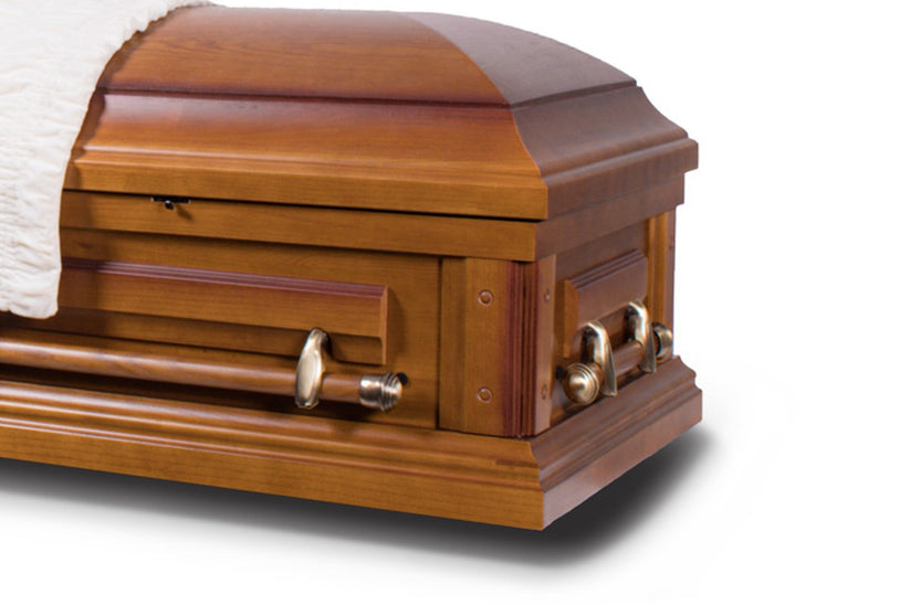 Wooden Casket Oak Wood with Beige Interior | Trusted Caskets