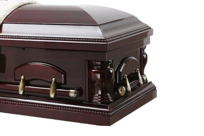 Classic - Mahogany veneer Wood Casket with Ivory Velvet Interior ...