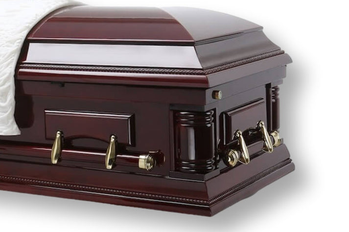 Hamilton Burial Casket with Cherry Finish & Ivory Velvet Interior ...