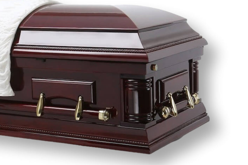 Hamilton Burial Casket with Cherry Finish & Ivory Velvet Interior ...