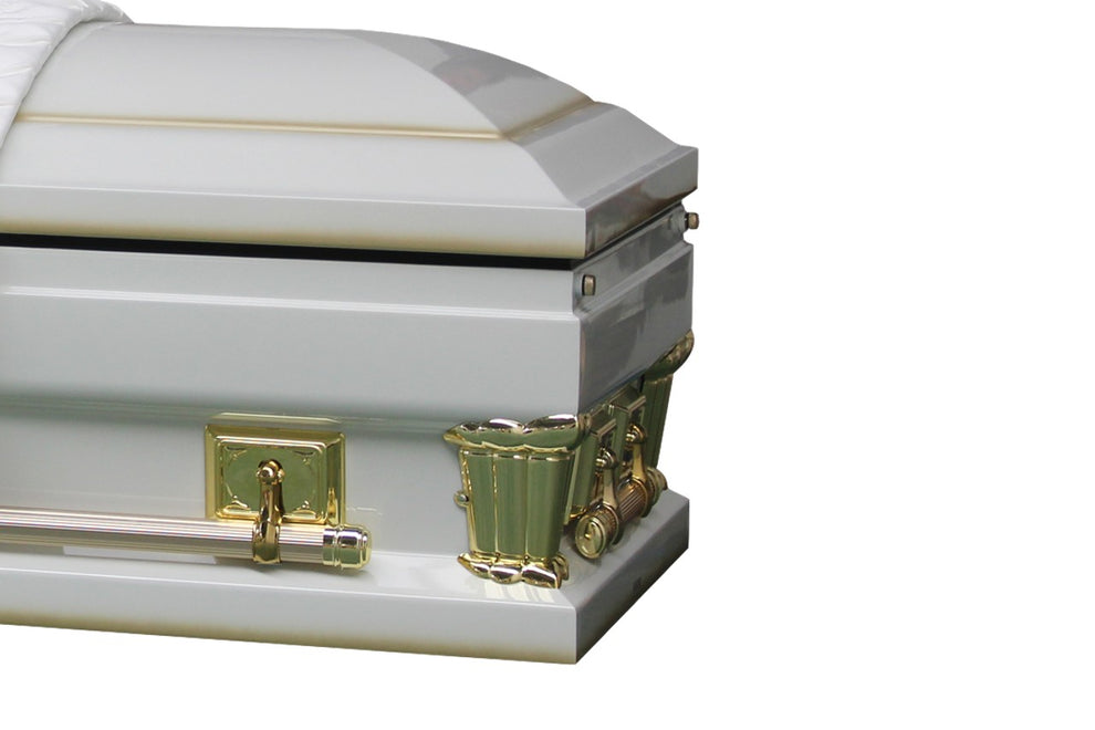 White Oversized Casket – Antique White Finish, Pink Velvet Interior ...